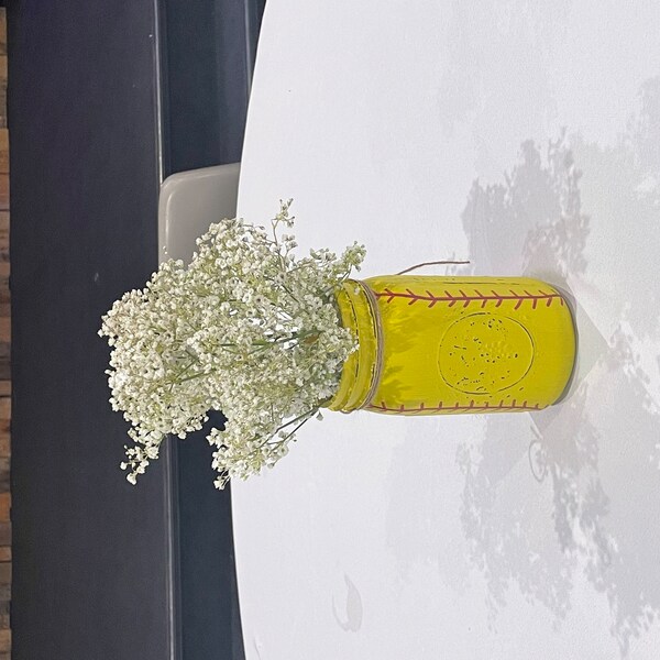 Softball Mason Jars, Softball, Rustic, Sports, Mason Jars, Play Ball - Etsy