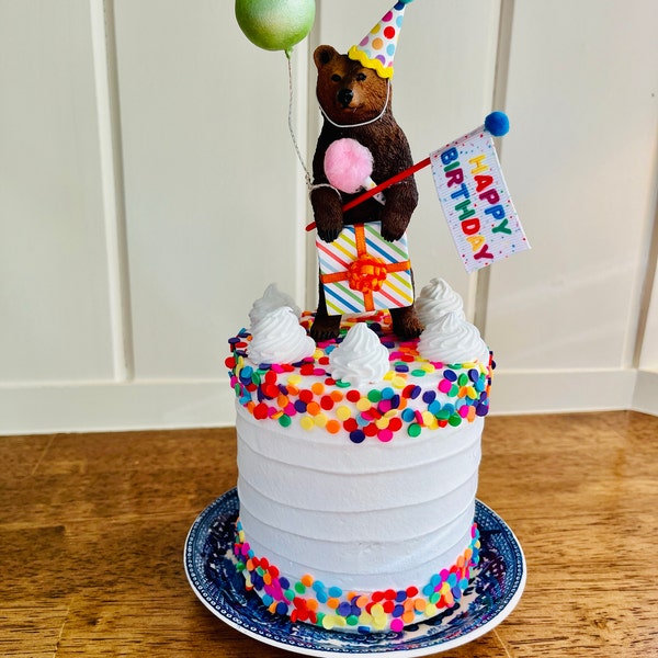Grizzly Bear Birthday Cake Topper/party Animal Cake Topper/birthday ...