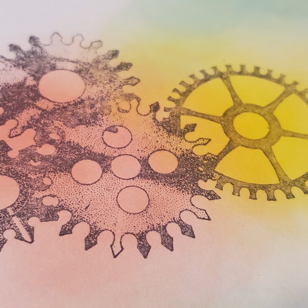 Nesting Gears RUBBER STAMP, Gear Stamp, Machine Stamp, Mechanical Stamp ...