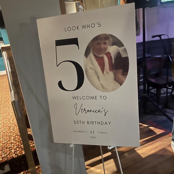 50th Welcome Sign, Look Who's 50 Welcome Sign, Modern 50th Welcome Sign ...