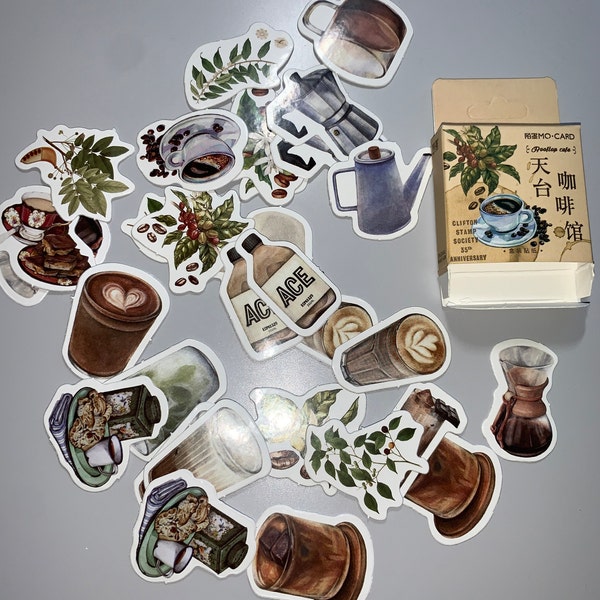 45 Pcs Coffee Sticker Pack, Coffee Bean Sticker, Retro Vintage Coffee ...