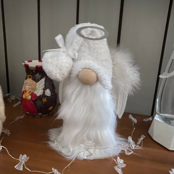 Angel Gnome, Tree Topper, Memorial Gnome Holiday Gnome, Christmas ...