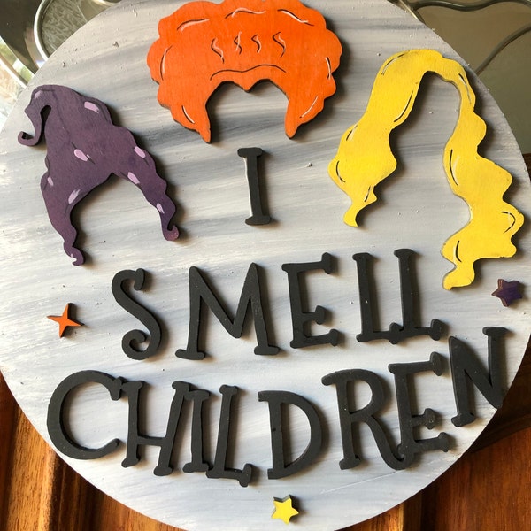 Hocus Pocus Door Hanger, I Smell Children Door Hanger, Halloween Door ...