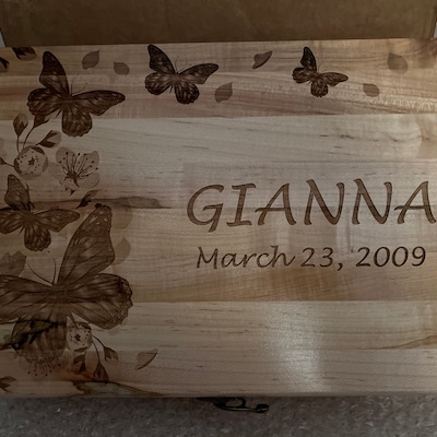Personalized Butterfly Memory Box 12x8x4, Custom Hand Made Wood ...
