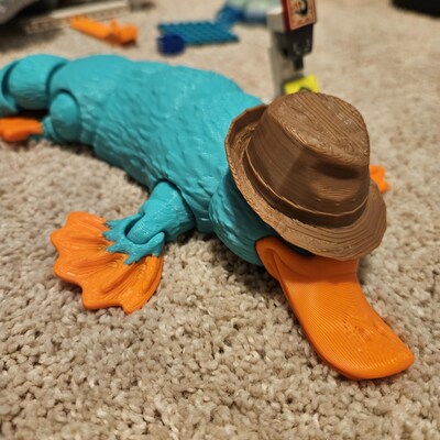 Large Articulated Platypus 3D Printed Figure With Removable Hat ...