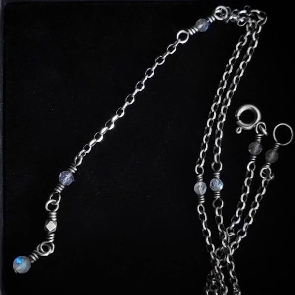 Layered Sterling Silver Chain Necklace, Delicate, Multi Strand Three ...