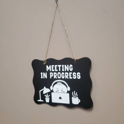 Meeting in Progress Sign, Do Not Disturb Sign, Zoom Meeting Door Sign ...
