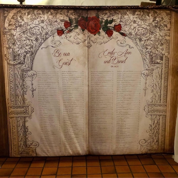 Storybook Seating Chart With Red Flowers, Be Our Guest, Fairytale ...