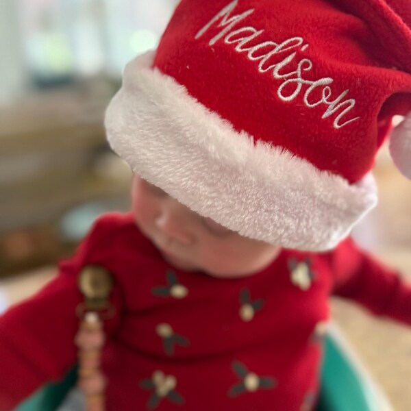 Baby Classic Fleece Personalized Santa Hat, Custom Santa Hats, Hats for ...