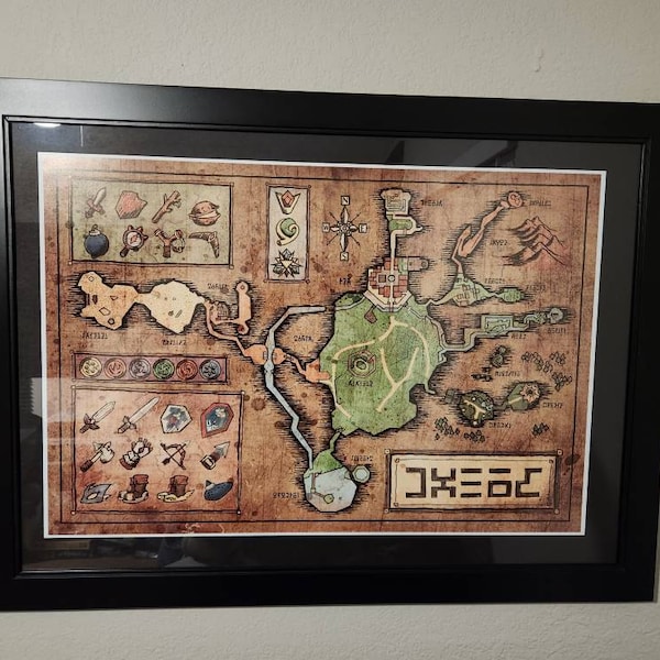 Map of Hyrule From Legend of Zelda, Ocarina of Time - English or Hylian ...