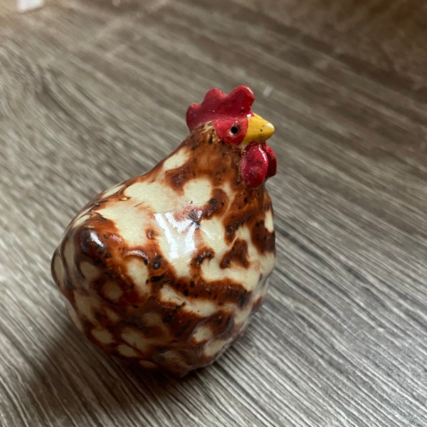 Chicken Ceramic Miniature - Blue Chicken Terrarium Figurine - Pottery ...