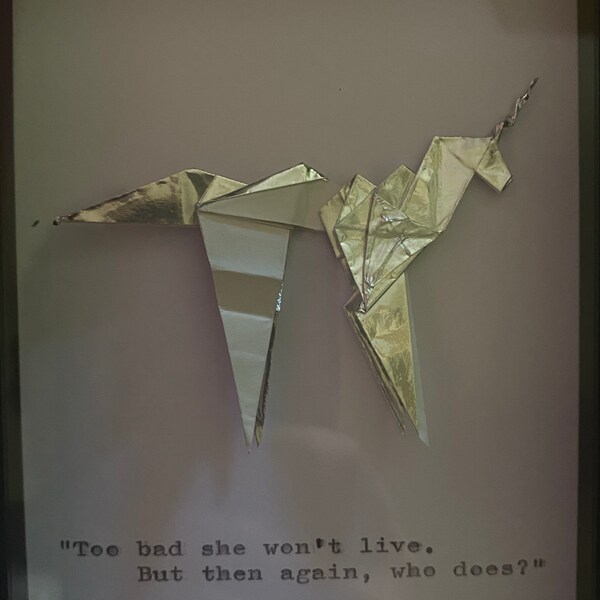 Gaff's Blade Runner Origami Unicorn and Hand Typed Quote in a 4x6 ...