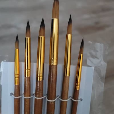 Set of 6 Pointy Paint Brushes Sizes 2, 4, 6, 8, 10, 12 Watercolor ...