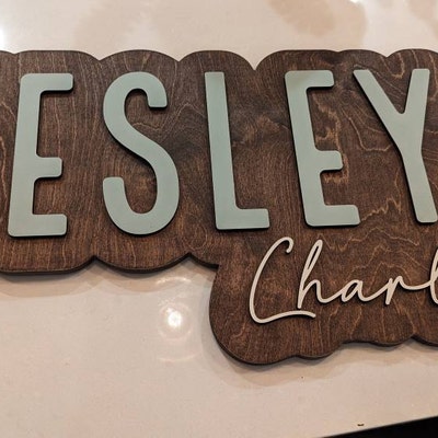 Stacked Name Sign Cutout / Nursery Name Sign / Baby Name Sign / Above ...