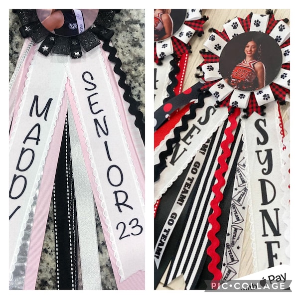 Personalized Senior Photo Button: School Colors & Ribbons - Etsy