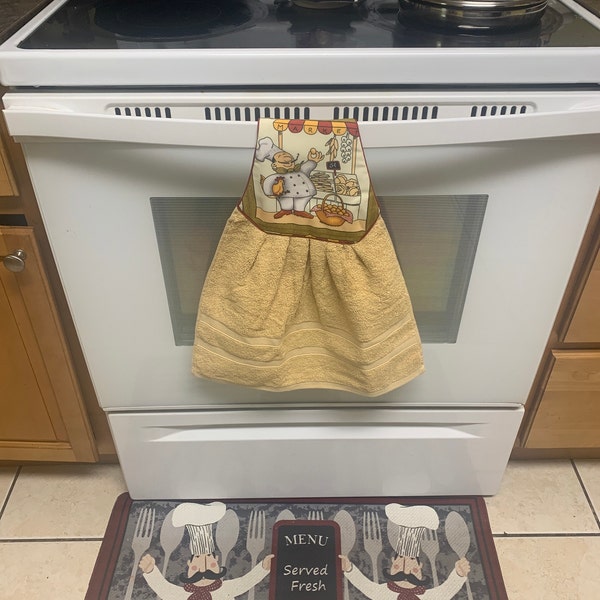 Hanging Kitchen Towels With Chicken and Rooster, Oven Door Handle Towel ...