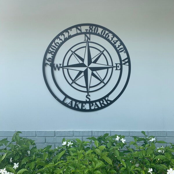 Compass Rose With City and Coordinates - Etsy