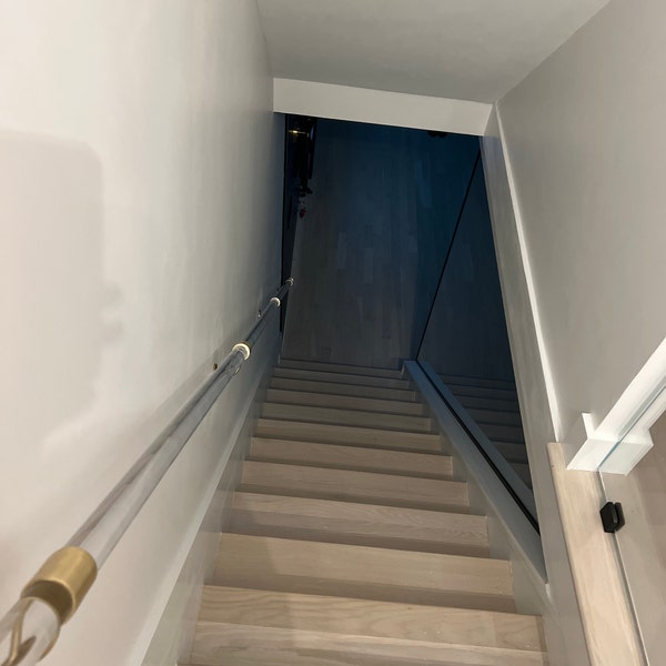 Custom Lucite Handrail by Luxholdups, Lucite and Brass Indoor Stair ...