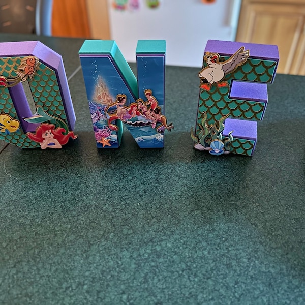 Mermaid Ariel Inspired 3D Letters - Etsy