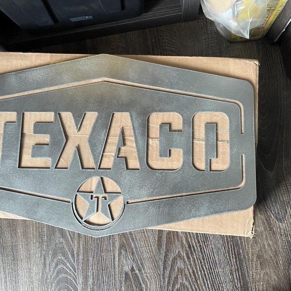 Rusty Patina Texaco Gas Station Garage Sign Large Wall Petroleum Plasma ...