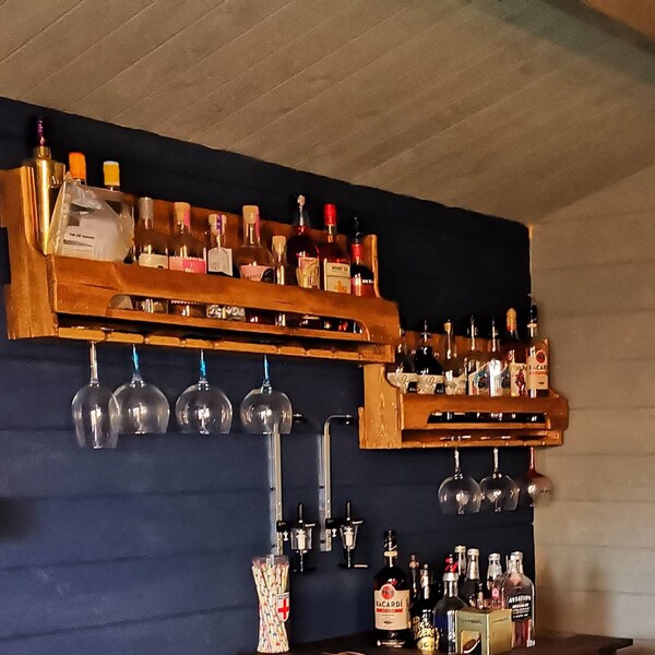 75cm Wine or Spirit Shelf Curved Front Dark Oak - Etsy