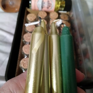 Gold Mini Ritual Candles, Charm Chime 4 Candles, Spells, Wicca, Wiccan ...