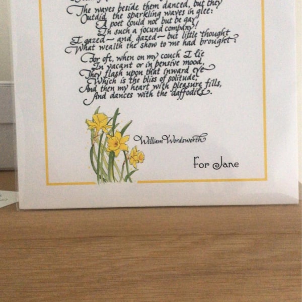 Daffodils Calligraphy Print - Wordsworth Poem - English Romantic ...