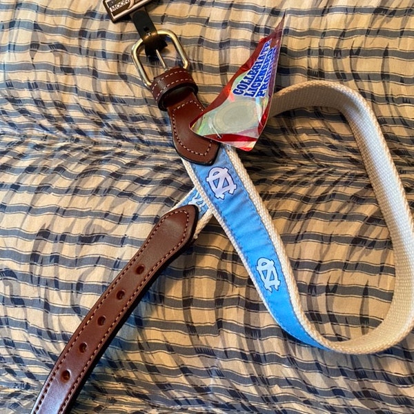 UNC University of North Carolina Men's Ribbon Web Leather Belt - Etsy
