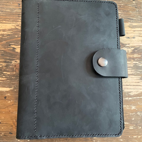 All Black Leather Refillable Planner , Leather A5 6 Ring Binder ...