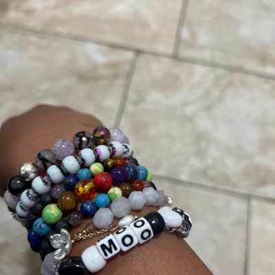 Moo Beaded Bracelet Cow Aesthetic Kandi Bracelet Y2K Bracelet Bead ...