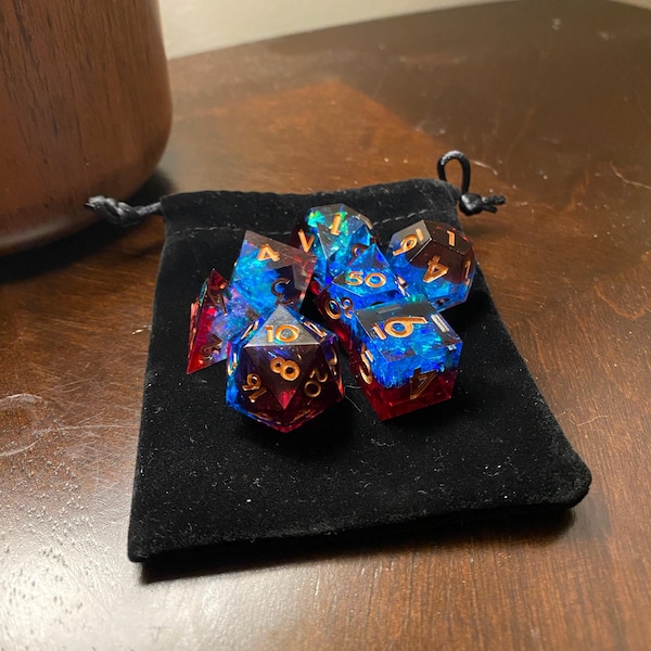 Blue Lightning DND D20 Dice, Resin Sharp Edge Dice Set, D&D Dice Set ...