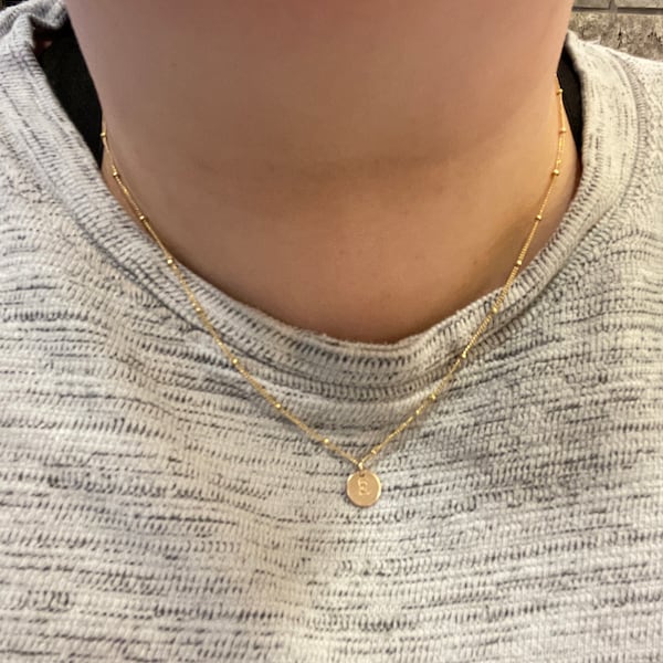 Initial Disc Necklace | Small Coin Initial Necklace | Gold Letter ...