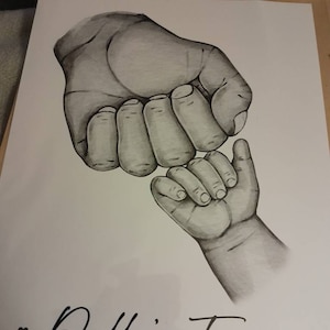 Personalised Family Daddy's Team Print Fist Hands up to 5 Children ONLY ...