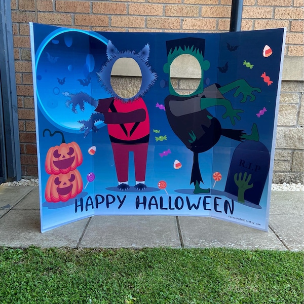 Halloween Photobooth, Face in Hole BOARD Cutout. TILED Digital File to ...