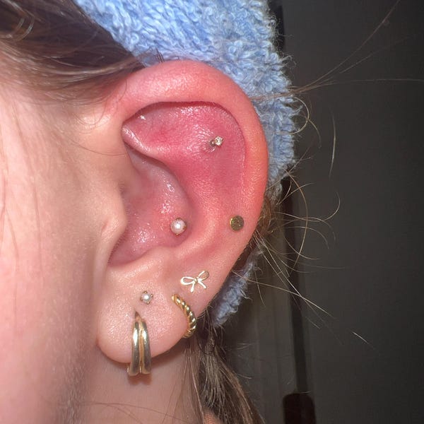 14k Yellow Gold Hoop Earrings 12-50x2.0mm, Piercing to Lobe, Upper-lobe ...