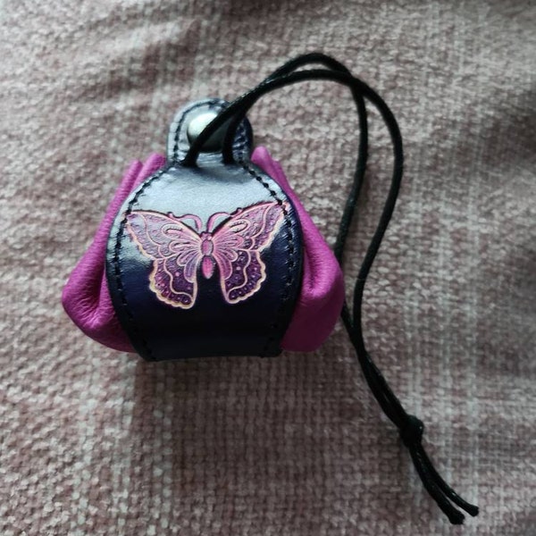 Plumier en cuir, trousse, vide-poche, décor papillons, couleur marron chocolat 16 couleurs au ...