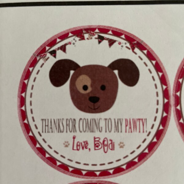 Puppy Dog Birthday Party Stickers, Puppy Dog Party Favor Tags, Puppy ...