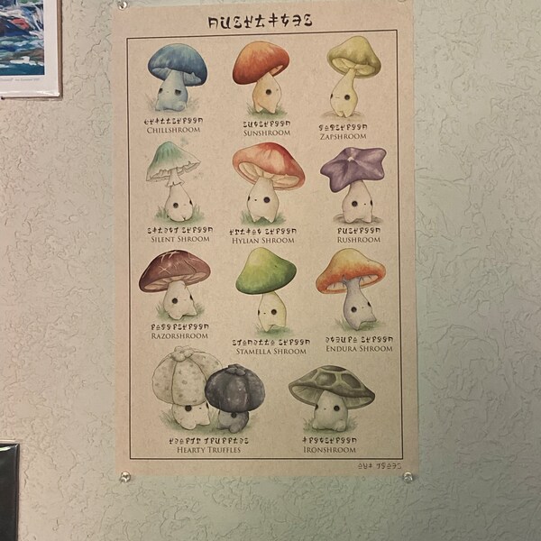 Legend of Mushlings Identification Print - Fantasy Videogame Mushroom ...