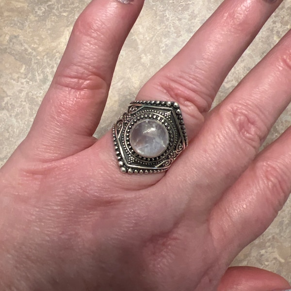 Boho Moonstone Ring, Sterling Silver Ring for Women, Statement Ring ...
