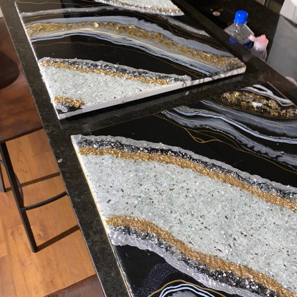 Geode Agate Marble Kintsugi Art, 3d Textured Art, Minimalist Art ...