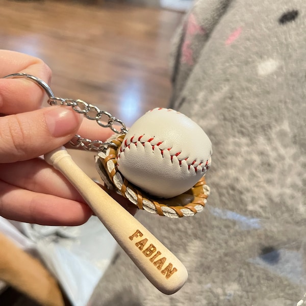 Baseball Key Chain | Mini Baseball Set Bag Tag | Custom for Baseball ...
