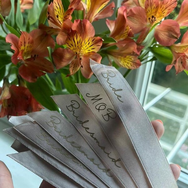 Personalised Ribbon Name Tags, Name Place Cards for Wedding, Wedding ...