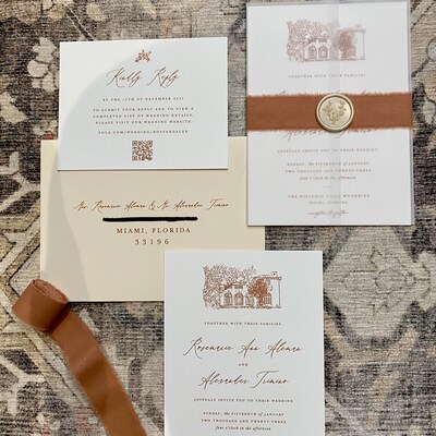 PRINTED Venue Illustration Save the Date, Save the Date, Venue ...