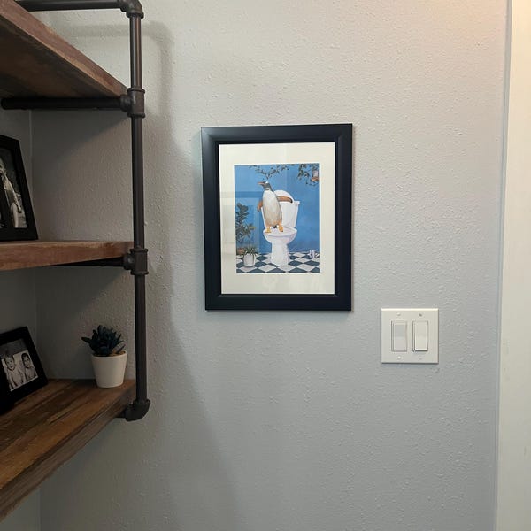 Set of Two Toad Bathroom Prints. Toad in the Bath, Frog on the Toilet ...