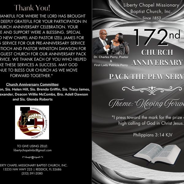CANVA Church Usher Anniversary Day Program | 11x8.5 US Letter Bulletin ...