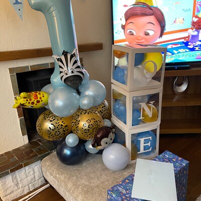 One Box 1st Birthday Decoration White Clear One Balloon Boxes First ...