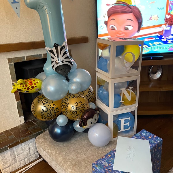 One Box 1st Birthday Decoration White Clear One Balloon Boxes First ...