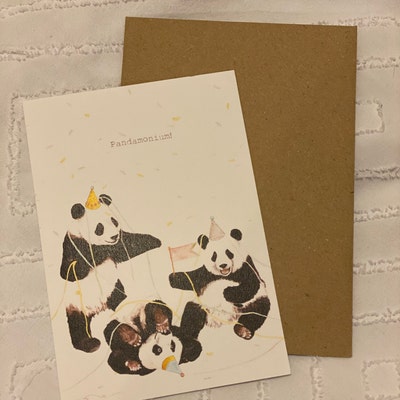 Pandamonium Greetings Card Funny Panda Birthday Card Party Pandas ...