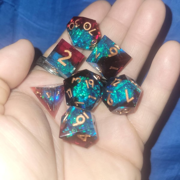 Blue Lightning DND D20 Dice, Resin Sharp Edge Dice Set, D&D Dice Set ...