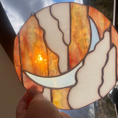 Cloudy Moon Sky Pattern Stained Glass PDF Digital File - Etsy